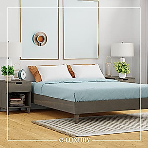 eLuxurySupply Wood Bed Frame | Made with 100% New Zealand Pine | Solid Mattress Platform Foundation Pressed Pine Slats | Easy Assembly | Califonia King - Grey Barn Wood