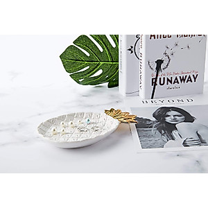 Lependor Ceramic Plate Jewelry Tray Jewelry Holder Jewelry Display - Ring Dish - Organizer for Keys - Phone - Jewelry - Watch - Wallet -Trinket - Best Wedding/Birthday - Big Size White Pineapple