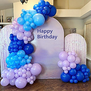 140PCS Blue Purple Balloon Arch Garland Kit Royal Blue Pastel Purple Blue Balloons for Kids Birthday Hawaii Tropical Luau Video Gaming Outer Space Party Baby Shower Decorations