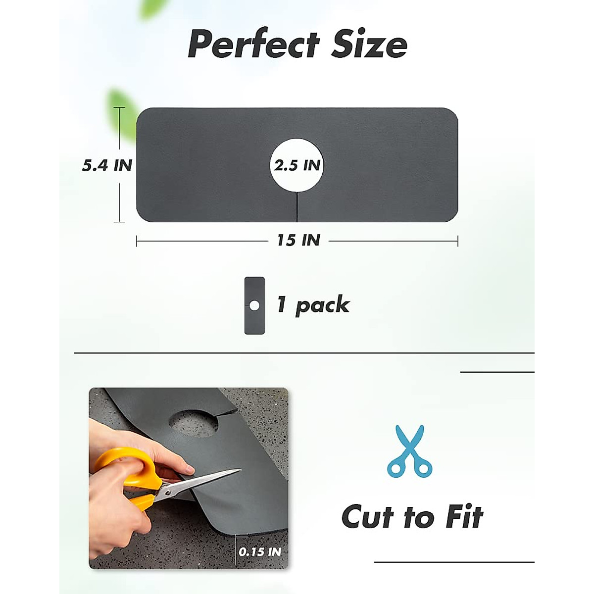 Splash Guard for Sink Faucet-1 PC Super Absorbent Fast Drying Mat Sink Gadgets-Splash Guard Behind Faucet Drip Catcher for Kitchen, Bathroom,Sink Mat, Dish Drying Mat, Sponge Holder Dark Grey