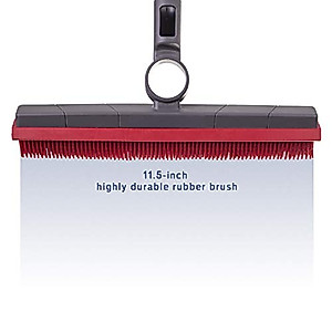 FAYINA Premium Rubber Floor Brush with 11.5-Inch Squeegee & Stainless Steel Handle - for Carpets & All Surfaces - Pet Hair Fur Remover Broom - Extendable up to 56 Inches