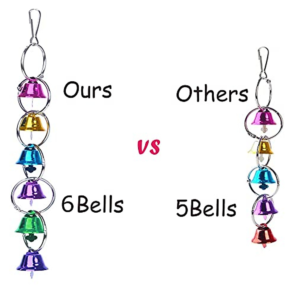 Fejapa 3 Pack Bird Bells Toy Chewing Hanging Ring Toy Cage Bite for Pet Budgie Parakeet Cockatiel Conure Macaw African Grey Eclectus Cockatoo Finches Lovebird Quaker Parrot Finch Canary