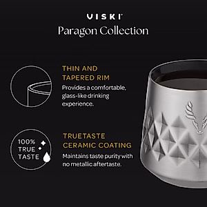Viski Paragon Whiskey Taster Cocktail Tumbler Insulated Rocks Tumbler Stainless Steel Rocks Glass 8oz Set of 1