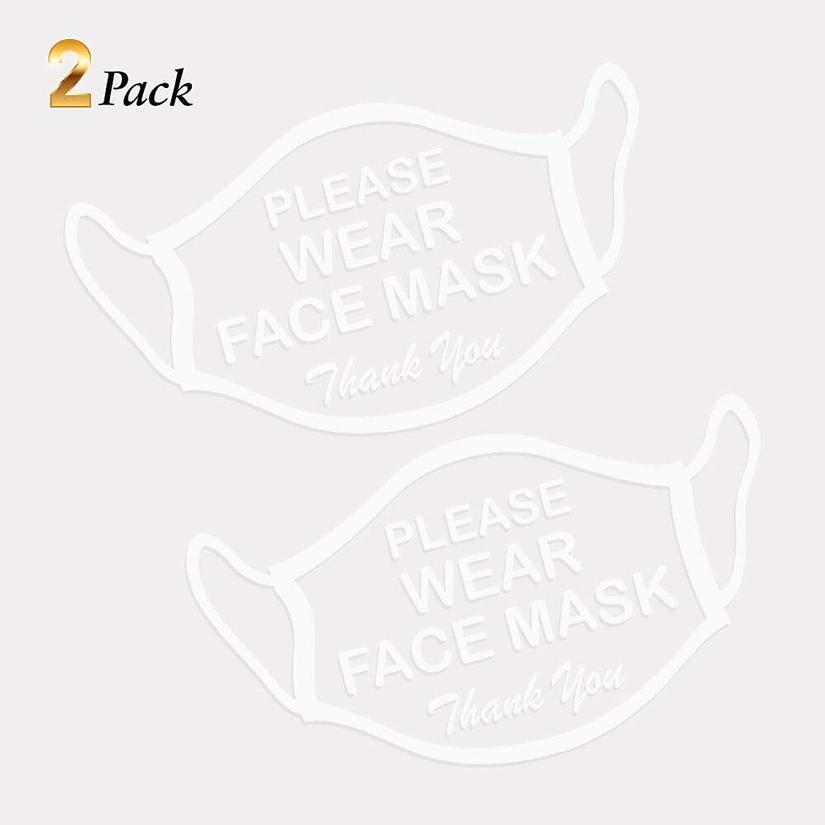 Please Wear Face Mask Decals White Vinyl Plotter Cut Face Mask Required Sign Stickers Size 9 X 5 Inches Pack of 02 Mask Signage