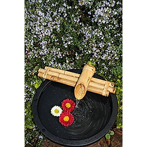 Bamboo Accents Water Fountain with Pump, Indoor/Outdoor Fountain, 12” Wide Three-Arm Style Base, Smooth Split-Resistant Bamboo to Create Your Own Zen Fountain (Container Not Included)