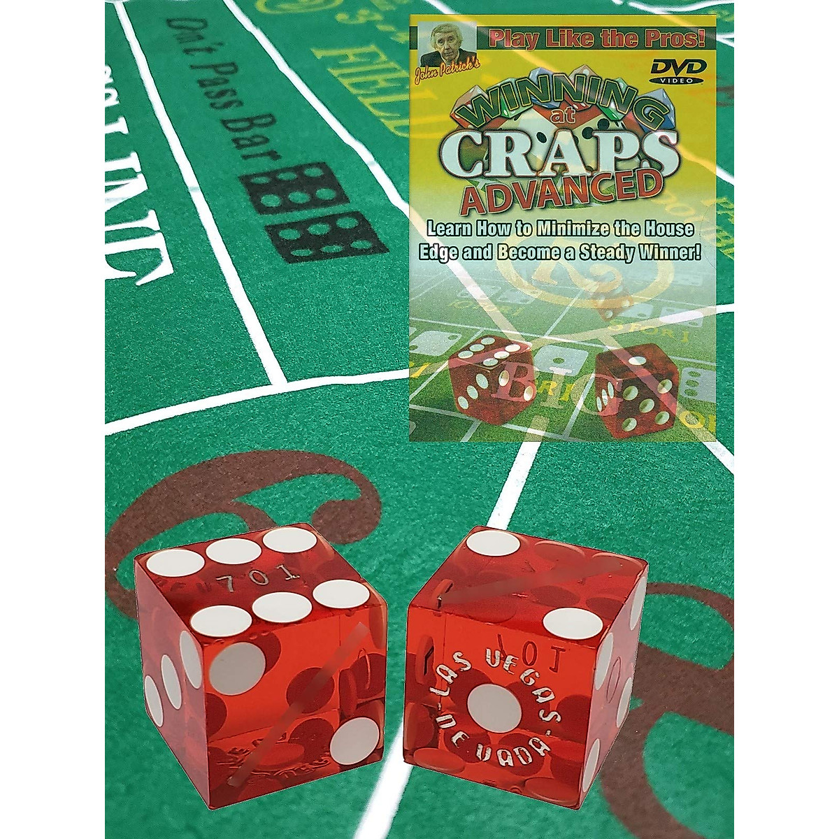 Cyber-Deals Play Like A Pro Craps Pack - Includes 2-Sided Craps & Poker Layout, Authentic Nevada Casino Table-Played Dice, Advanced Instructional Tutorial DVD
