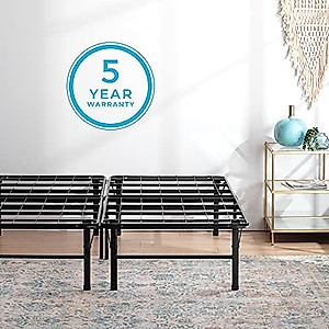 Linenspa Folding Metal Platform Bed Frame - No Box Spring Needed - Underbed Storage - Simple Tool Free Assembly - Mattress Foundation - 14" High - Traditional Design - Sturdy Steel - Queen Size