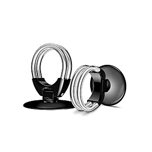 Tvoip 2Pcs Cell Phone Ring Holder, 3 in 1 Universal Phone Ring Stand Car Holder, Finger Grip Phone Holder and Tablet Stand Car Vent Phone Mount (Black)