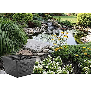 Little Giant 566556 UPB-1212-PW Square Aquatic Plant Basket for Ponds, 11.35 inches Square x 7.35 inches high, Black, 566556