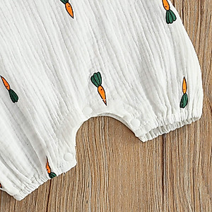 Newborn Baby Fashion Sleeveless Cactus Print Romper for Kids Children Boys Girls Pajamas Cotton One-Piece Suit (Carrot, 12-18M)