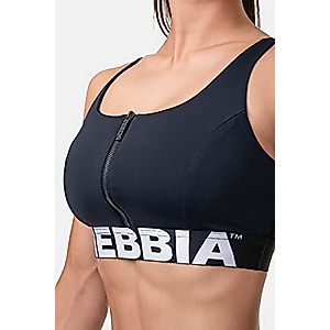 NEBBIA Smart Zip Front Sports Bra 578 Black