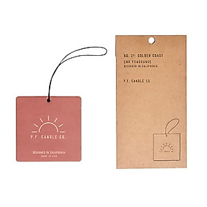 P.F. Candle Co. Golden Coast Classic Scented Car Fragrance (Pack of 2) Air Freshener For Small Spaces, Lasts Up To 3 Weeks