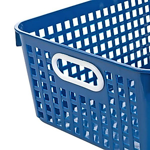 Really Good Stuff Large Plastic Book Baskets, 13¼" by 10" by 5½" - Single, Navy | Classroom Library Organizer, Toy Storage, Multi-Purpose Organizer Basket