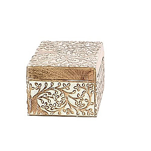 Deco 79 Mango Wood Floral Box with Hinged Lid, Set of 3 8", 10", 12"W, Brown