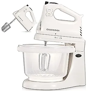 2 in 1 Hand Mixers Kitchen Electric Stand mixer with bowl 3 Quart, electric mixer handheld for Everyday Use, Dough Hooks & Mixer Beaters for Frosting, Meringues & More