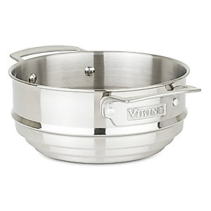 Viking Culinary Stainless Steel Universal Steamer Insert and Colander, Fits 2-4 Quart Sauce Pans and 6.25-8 Inch Sauce Pans and Casseroles, Dishwasher, Oven Safe