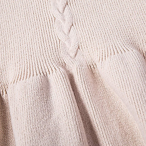 Merqwadd Infant Toddler Baby Girl Pleated Dress Solid Longsleeve Knit Sweater Winter Dress (3-6 Months,B-Ruffle Sweater Apricot)