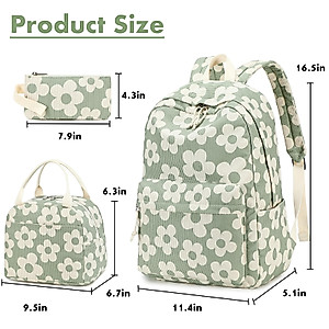 Bluboon School Backpack Teens Girls Boys Kids School Book Bags with Lunch Box Pencil Bag (White)