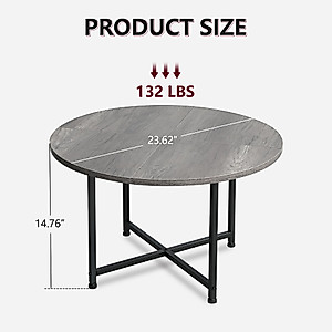 SENIG Round Coffee Table, 2-Tier Coffee Table with Storage Shelf for Living Room, Center Table for Small Spaces, White Oak