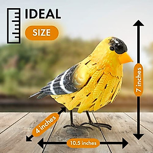 American Goldfinch Metal Garden Bird, Yard Sculpture Art- Large Realistic Standing Gold Finch Bird - Outdoor Fall, Winter, Spring, Summer Decoration- Decor - Perfect and Sympathy Gifts
