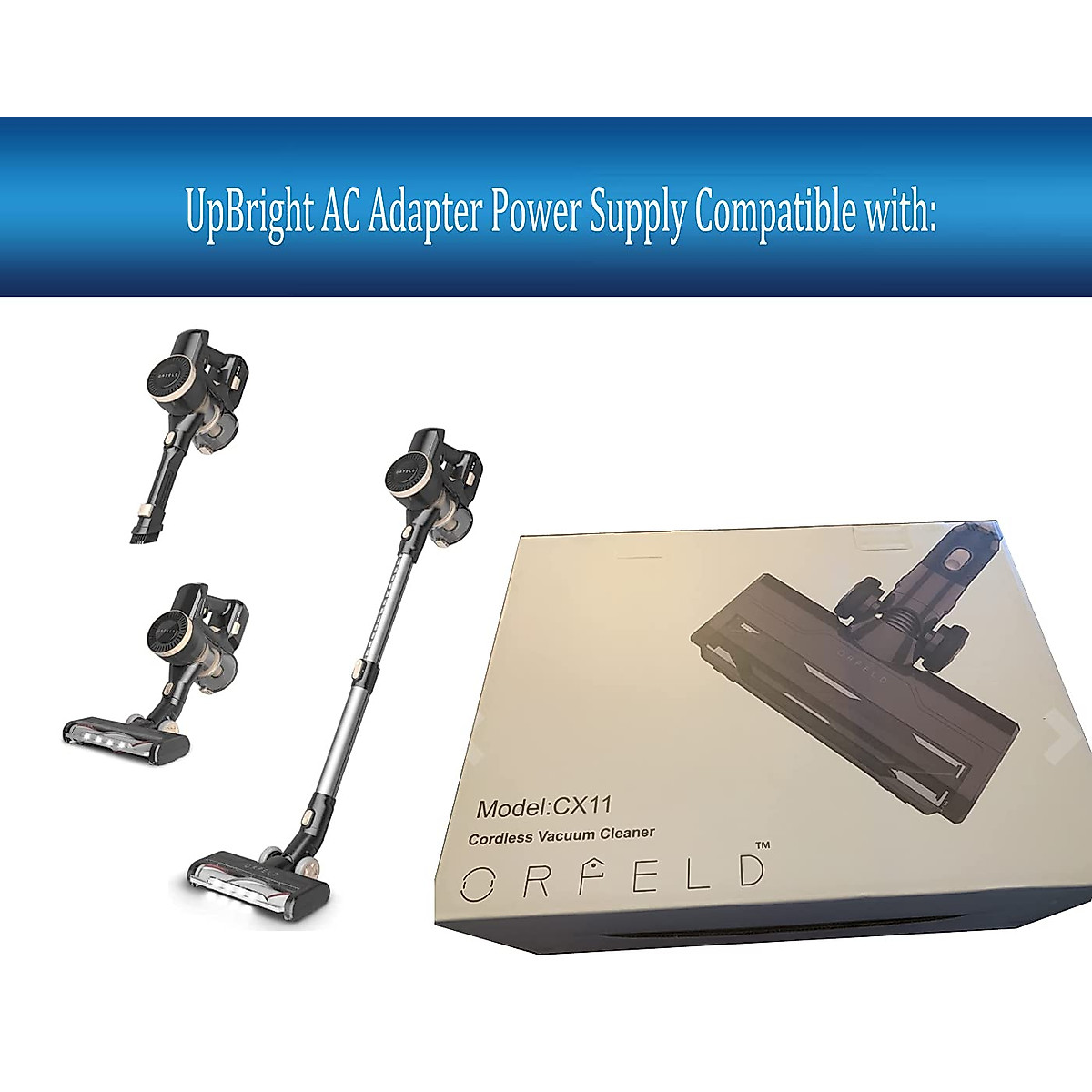 UpBright 26.5V AC/DC Adapter Compatible with ORFELD CX11 VB-0820 21.6V 2000mAh 43.2Wh Li-ion Battery 200W Cordless Stick Vacuum Cleaner WEC-15WUAP-26500050BA 500mA 0.5A Power Supply Cord Charger PSU