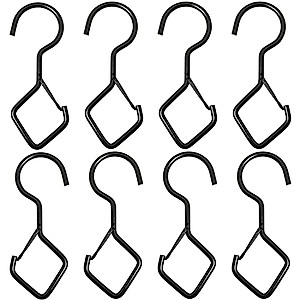 JianLing S Hook 8pcs 101x39mm Black Windproof S Hooks for Hanging Plants, Pots and Pans, Bags, S Shaped Hooks for Kitchen Utensil and Closet Rod, Safety Buckle Design Diamond Spring S Hook