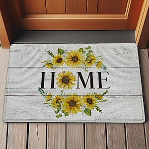 Bnwepo Welcome Mats, Door Mat Outsude Entrance, Sunflower Welcome to Home Front for Home Entrance Outside Farmhouse Front Door Porch Outdoor Indoor 17 x 30 Inch