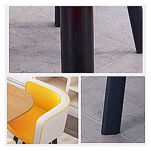 IWQHQXR Office Conference Table, Kitchen Living Room Dining Table Tempered Glass Table Top Metal Feet 1 Table 4 Chairs Modern Home Living Room (Color : Black) (Color : White+Yellow)