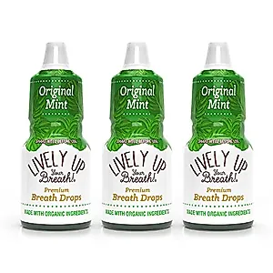 Lively Up Your Breath Premium Breath Freshener Liquid Drops with Organic Ingredients - Original Mint 3 Pack