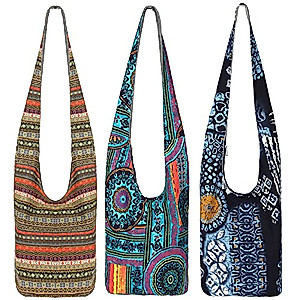 Cunno 3 Pieces Boho Bags for Women Crossbody Hippie Handbags Bohemian Hippie Bags Ethnic Style Bag Lady's Hippie Crossbody Shoulder Bag Women Tourist Handbag for Women Men Unisex