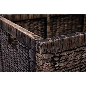 Finch Wicker Trunk - Vintage and Boho style Chest to store Blanket and toys, Ideal for Living Room, Bedroom, Kids Room, Wooden Frame with Water Hyacinth Woven Construction, Brown