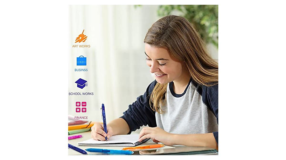 ParKoo Retractable Erasable Gel Pens – 10-Color Fine Point 0.7mm