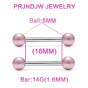 Prjndjw 8 Pairs 14G Nipple Rings Surgical Steel Tongue Rings Barbell Nipplering Body Piercing Jewelry Retainer for Women Men 16mm Length