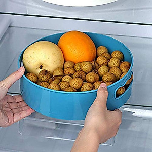 Multi-Function Rotating Tray, Multi-Function Rotating Storage Rack Kitchen Spice Organiser, Kitchen Organizer, Cosmetics Organize, Multi-Function Non-Slip 360° Rotary Organizer Tray (Blue)