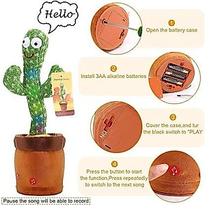 ZALLOQ Dancing Cactus Toy 6 to 12 Months Baby Boys and Girls, Dancing, Singing, Mimicking -Talking Cactus Toy 15 Second Voice Recorder, Repeating What You Say |120 Rhymes with LED Light