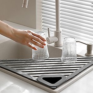 Foldable Triangle Roll-Up Dish Drying Rack Over The Sink Dish Drainer Drying Rack For Small Sink Corners Sink Organizer Kitchen Sink Accessories Space-Saving Rustproof Trivet Organizer With Sink Caddy