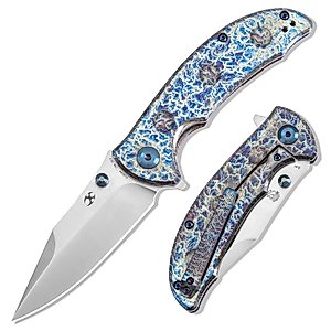 KANSEPT Rei Pocket Folding Knives for Men EDC Pocket Knife 3.3'' Satin CPM 20CV Blade Excellent Folding Knife with Titanium Lightning Strike Finish Handle EDC K1061A4