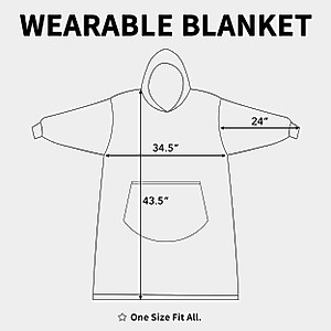 Easy-Going Oversized Flannel Wearable Blanket Hoodie for Adults, One Size Fits All, Purple