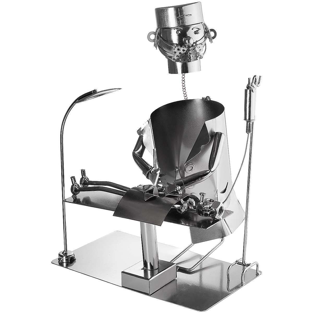 BRUBAKER Wine Bottle Holder 'Surgeon' - Table Top Metal Sculpture - with Greeting Card