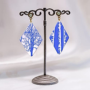 OLYCRAFT 4x5 Inch Clay Stencils Birch Tree Pattern Silk Screen Printing Stencils Forest Mesh Transfer Stencils Reusable Washable Mesh Stencil for Polymer Clay Jewelry Earrings Making