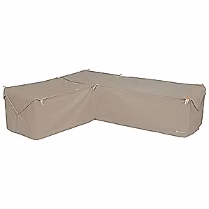 Classic Accessories Storigami Water-Resistant 104 Inch Easy Fold Patio Left-Facing Sectional Lounge Set Cover, Goat Tan, Patio Furniture Covers