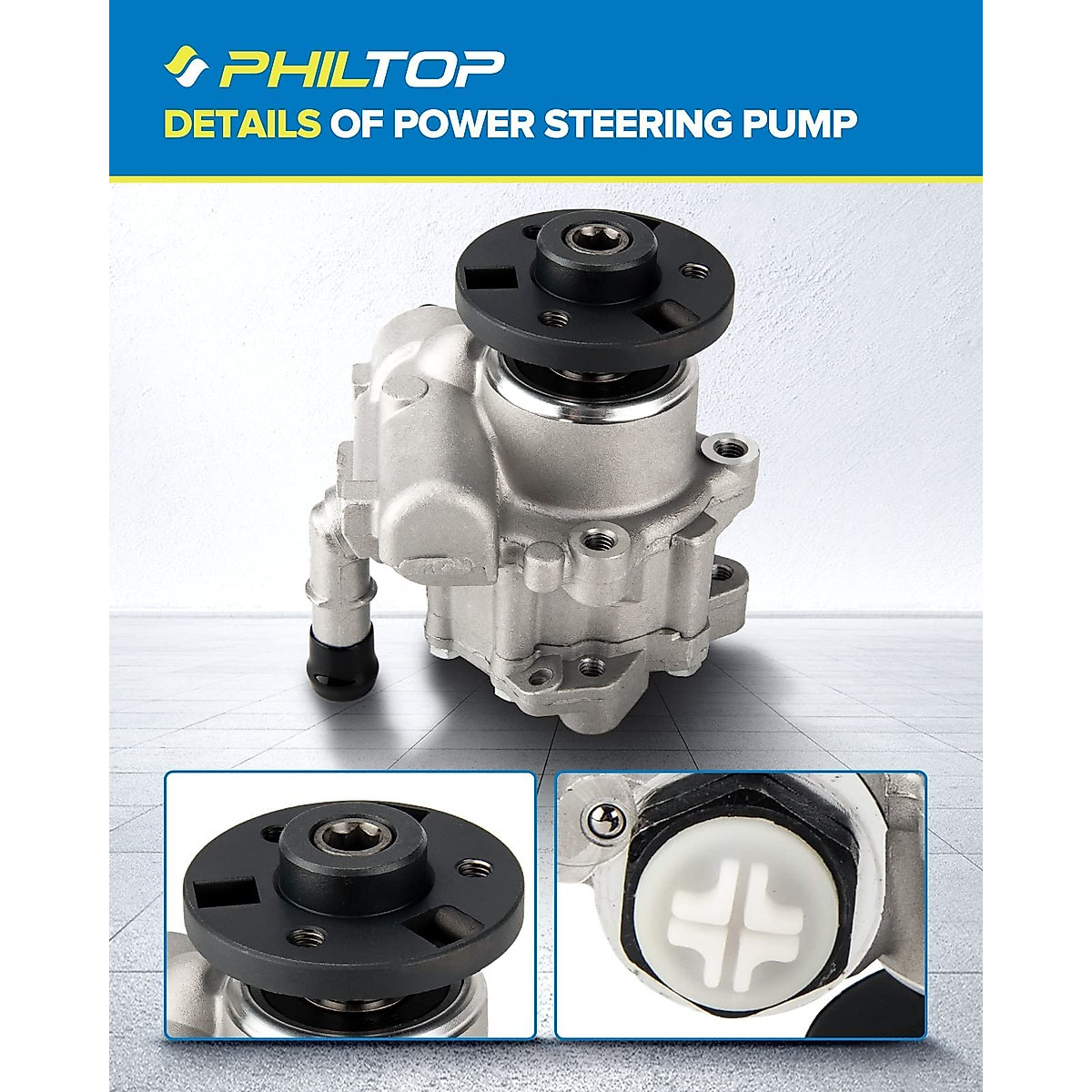 PHILTOP 21-147 Power Steering Pump Fit For 2007-2013 328i, 2006-2010 325i, 2008-2013 128i, 2007-2008 328xi, 2006 330i; 325xi Power Steering Pump