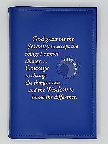 Narcotics Anonymous NA Basic Text (6th Ed) Book Cover Serenity Prayer & Medallion Holder Blue