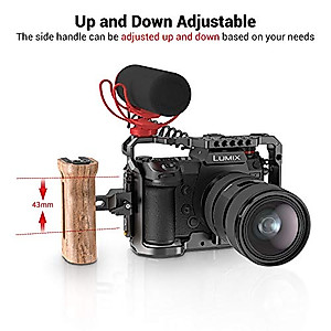 SmallRig Universal Side Wooden NATO Handle Grip DSLR Camera Cage w/Cold Shoe Mount Built-in Wrench, Threaded Holes – 2187