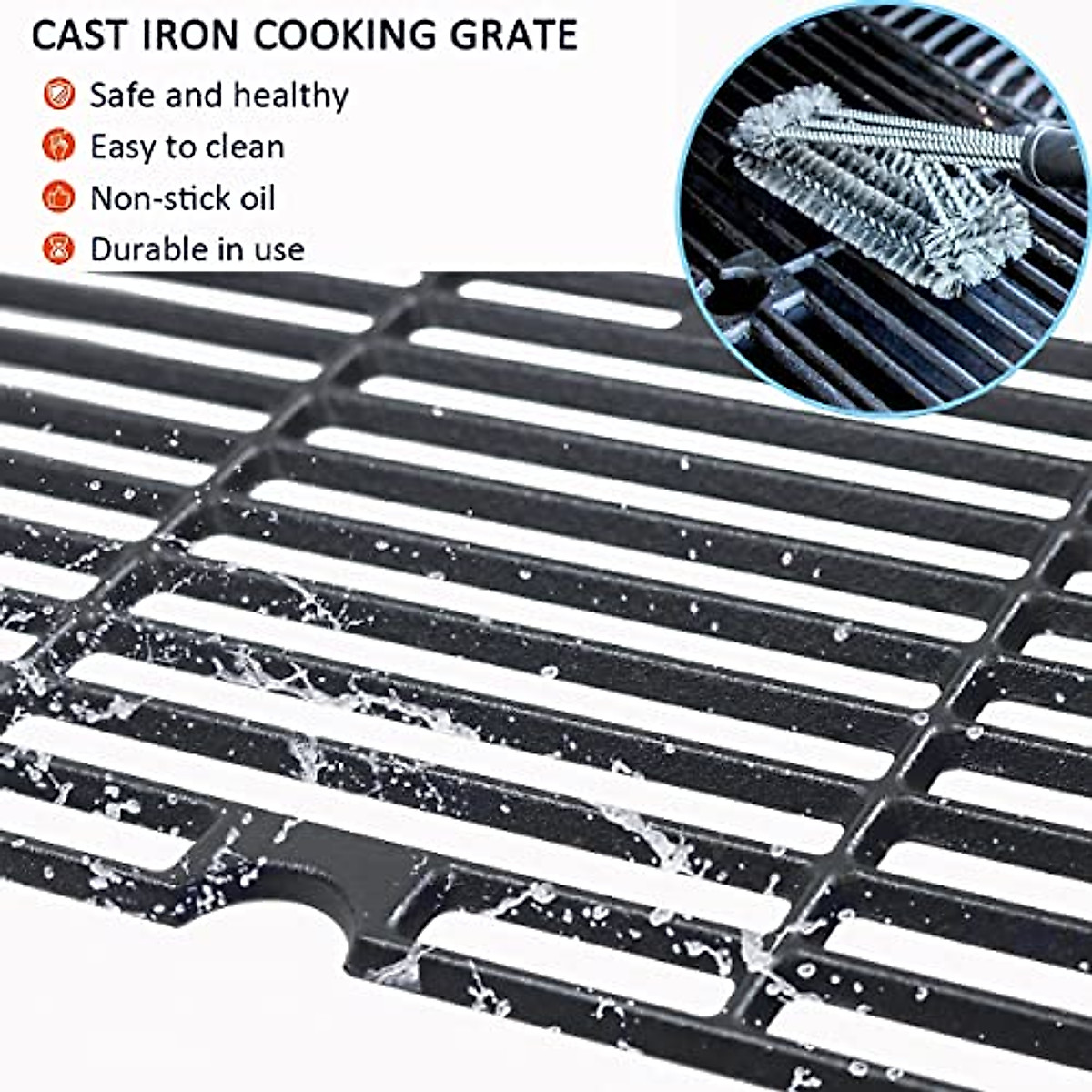 17 inch Cooking Grates for Nexgrill 6 Burner 720-0896B 720-0896E 720-0898 720-0896X Gas Grill, Cast Iron Grill Grids for Home depot 720-0896 720-0896BK 720-0896C 720-0896CP 720-0898A Replacement Part