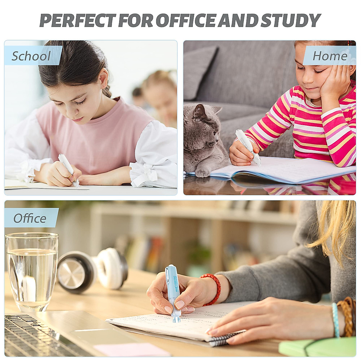 CRIOUFOX Refillable Correction Tape, Retractable White Out Tape, 4 Pcs Easy to Use Applicator for Instant white out correction tape, White Out for Shoocl Office