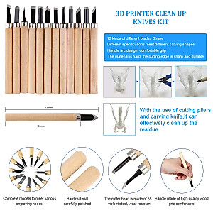 HAWKUNG 35 Pieces 3D Printer Accessories Tool Kit, 7 Size Cleaning Needles, Tweezers, Pliers, Scraper, Cleaning Brushes, Clean Up Knives Come for 3D Printing Model Removing, Cleaning, Finishing