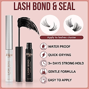 Higu clace Clusters Lashes 140PCS, DIY Eyelash Extensions 3D Fluffy Mixed 10-16mm Eyelash Clusters and Lash Bond and Seal & Cluster Lash Glue Remover