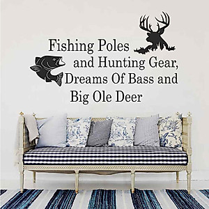 ESH7 35x57cm Country Deer Wall Decals Quotes Fishing Poles and Hunting GEA Wall Stickers for Kid's Room Nursery Bedroom Decor