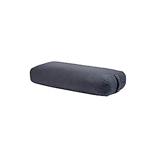 Manduka Yoga Rectangle Bolster Pillow - Firm, Removable eQua Cover, Easy Carry Handle - Thunder Grey, 28" x 11.75" x 5"
